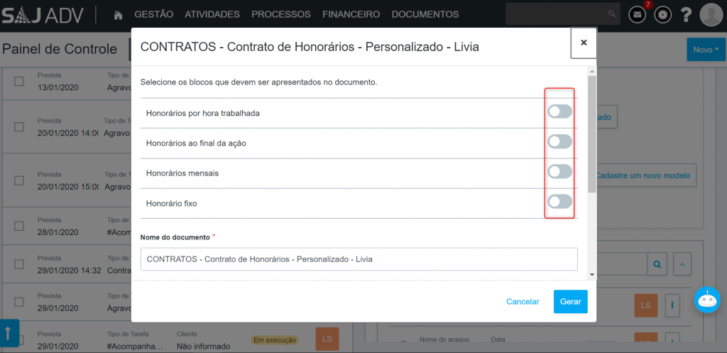 Modelos de documentos jurídicos do propositor PROJURIS ADV