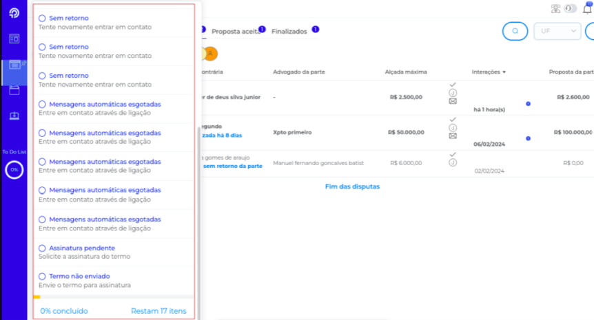 To-do-list de atendimentos no Projuris Acordos: nova funcionalidde